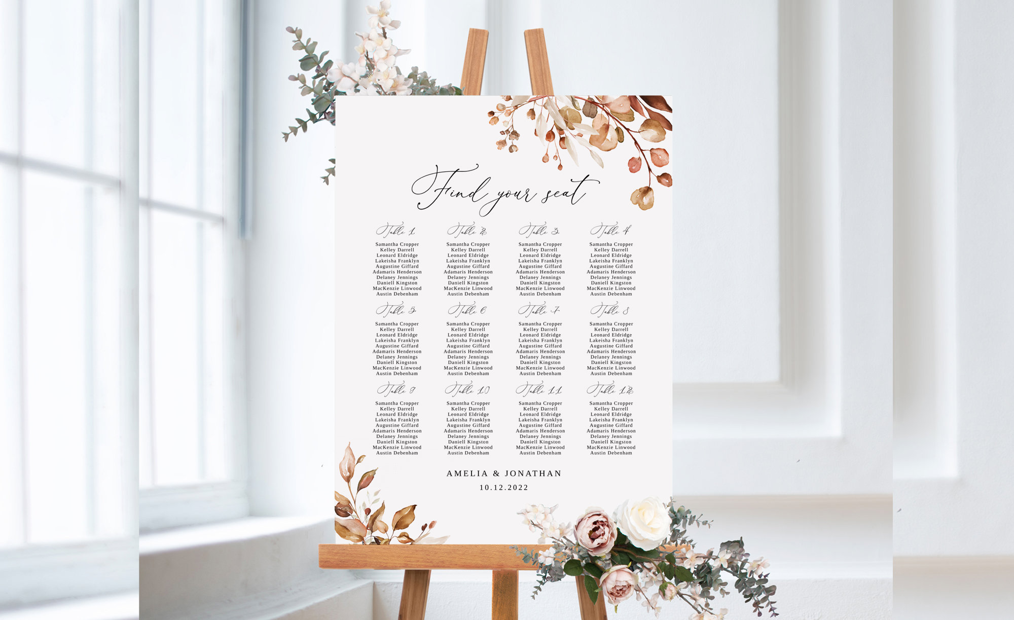 Fall Wedding Seating Chart Template Autumn Wedding Seating - Etsy