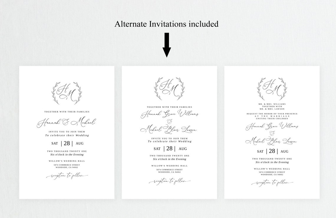Modern Wedding Invitation Monogram Wedding Invitation - Etsy