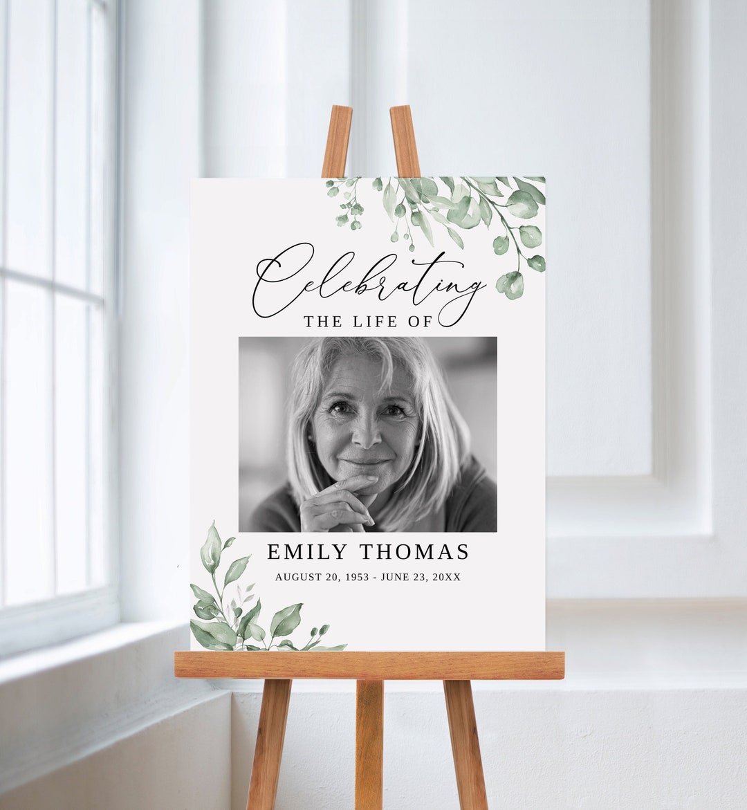 Sage Green Funeral Welcome Sign, Celebration of Life, Green Memorial ...