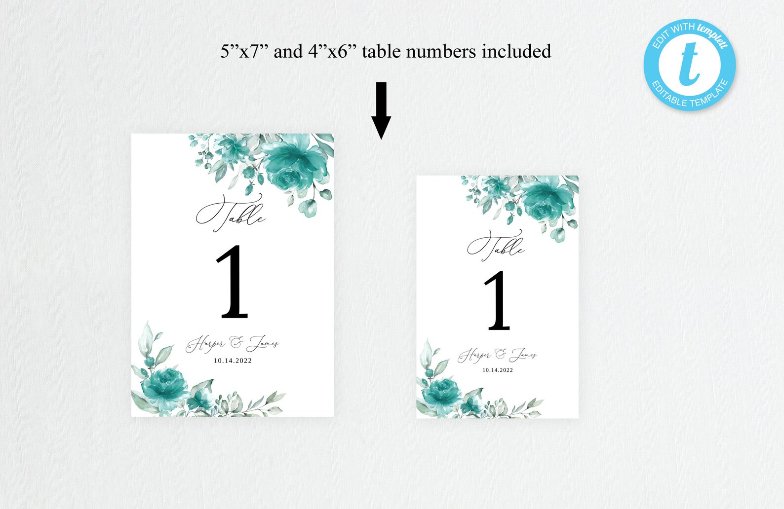 Teal Wedding Table Numbers Turquoise Table Number Template - Etsy