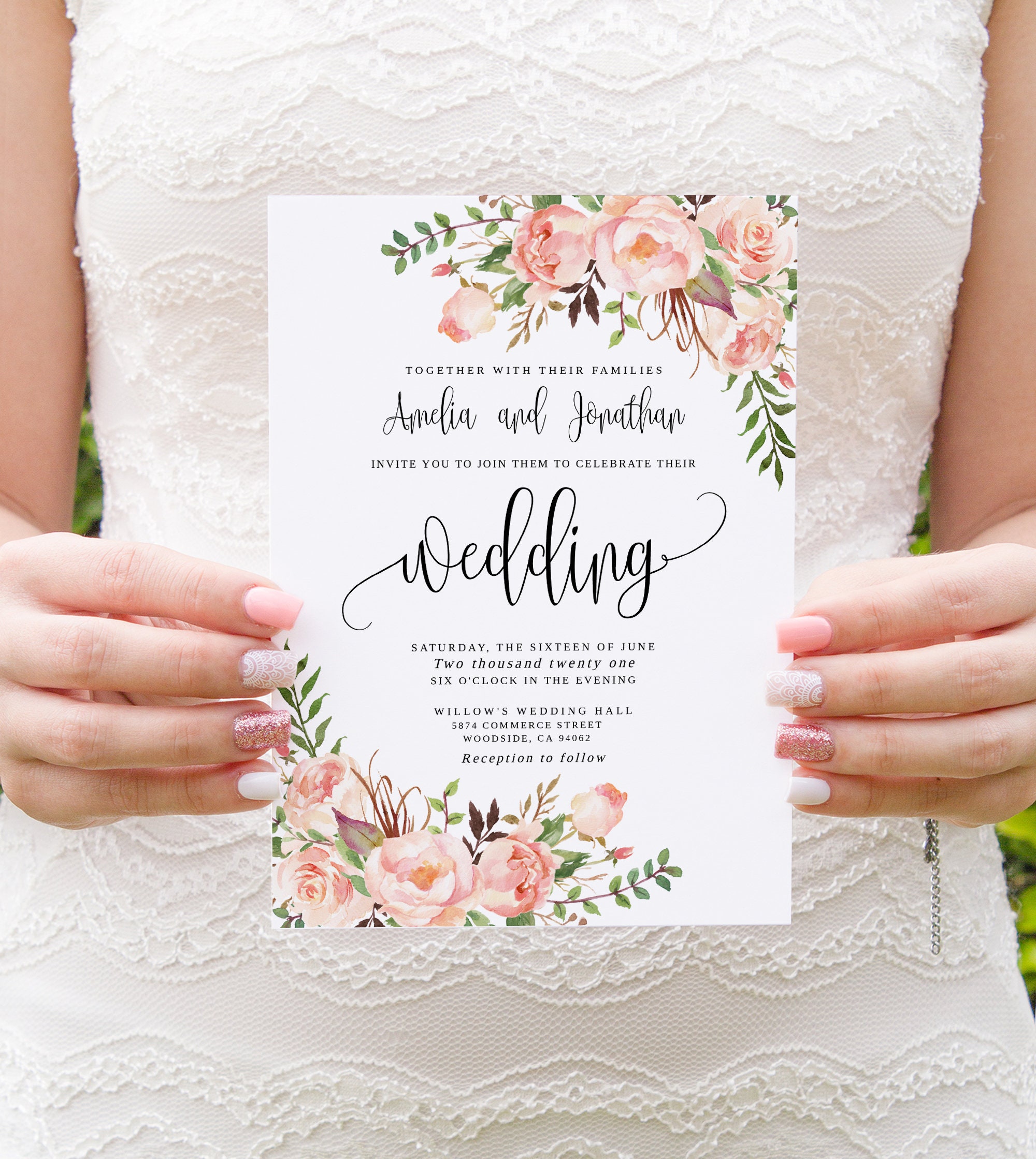 Blush Pink Wedding Invitation Blush Wedding Invitation | Etsy