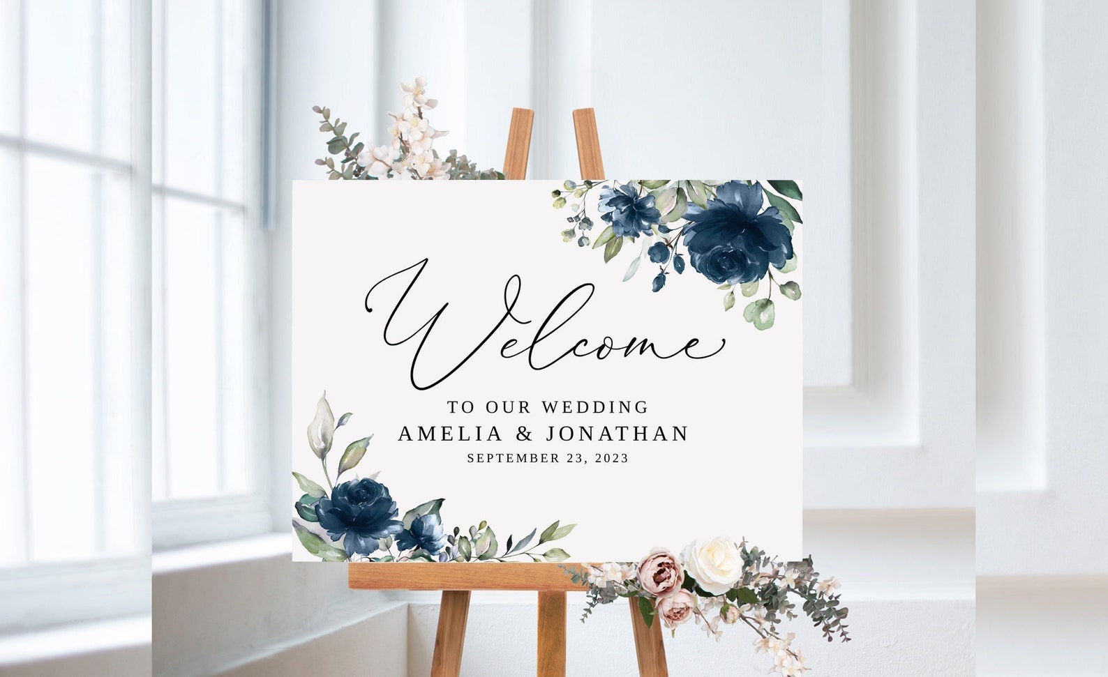 Dark Blue Wedding Welcome Sign Navy Wedding Welcome Sign - Etsy