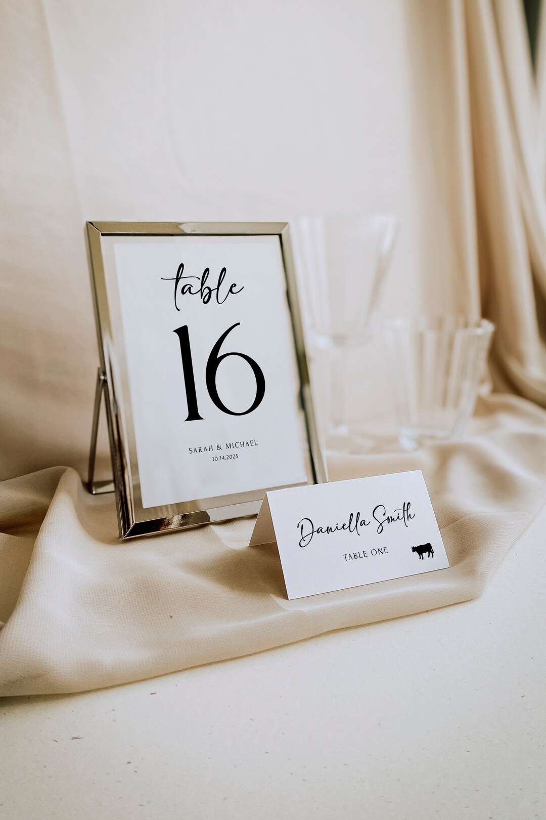 Editable Table Numbers and Place Cards With Meal Choice, Modern Table ...