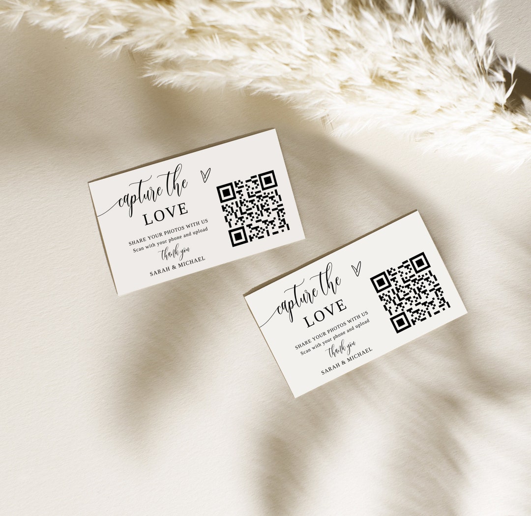 Capture the Love Card, Wedding Qr Code Card, Wedding Photo Card, Qr ...