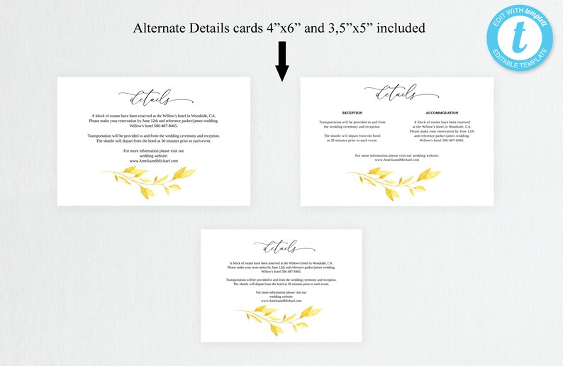 Yellow Wedding Invitation Template Yellow Invitation - Etsy