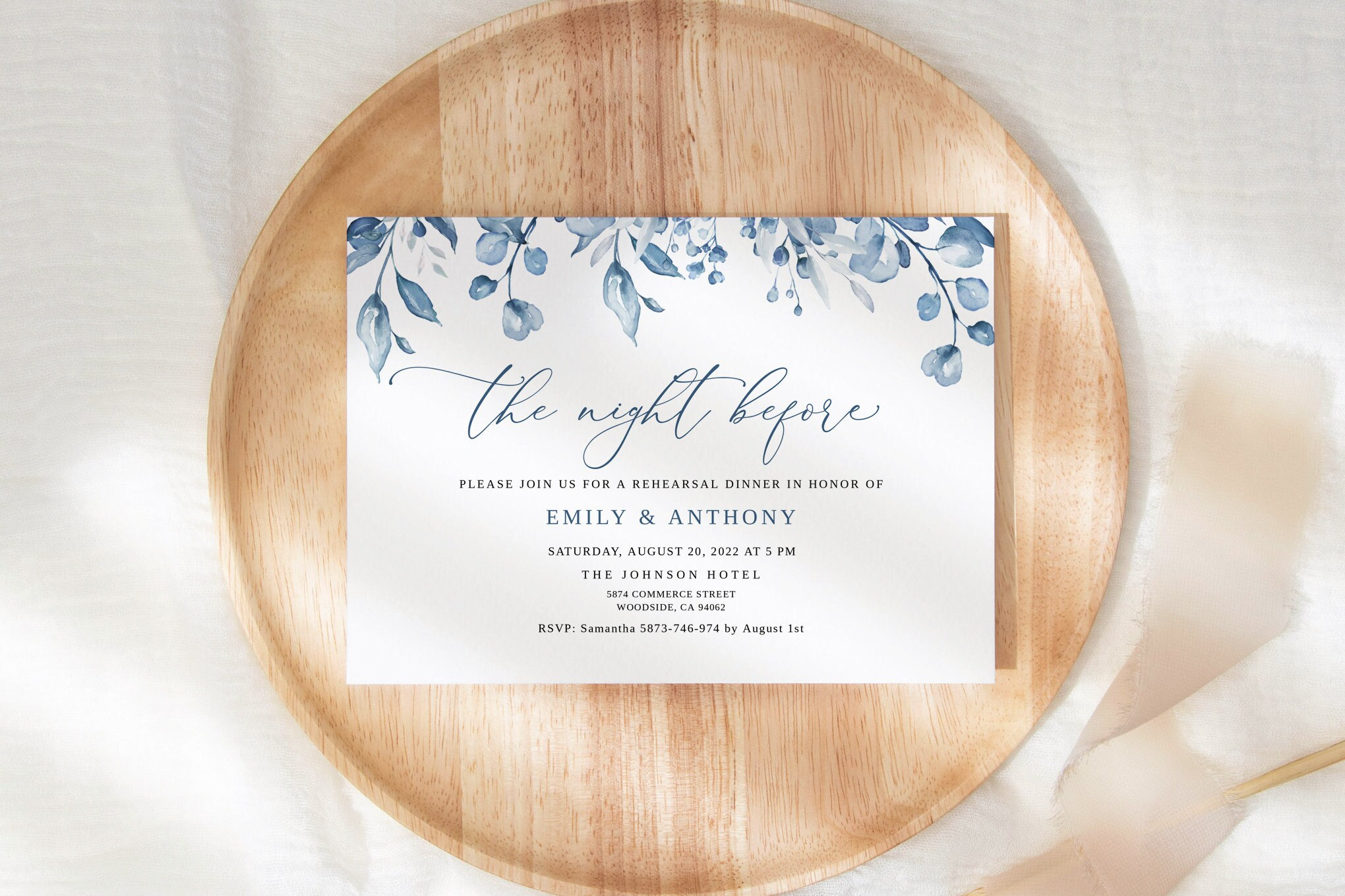 The Night Before Invitation Dusty Blue Rehearsal Dinner - Etsy