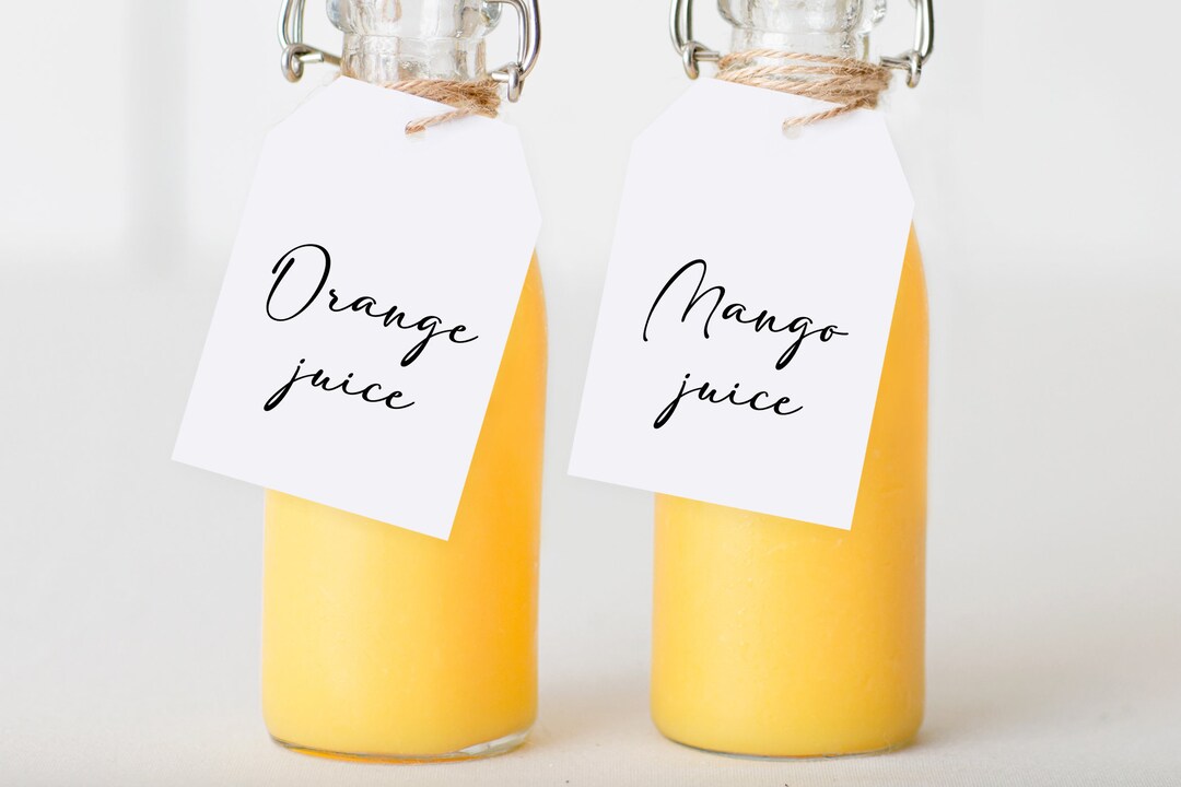 Mimosa Bar Juice Tags, Minimalist Juice Tags, Bridal Shower Juice Tags ...