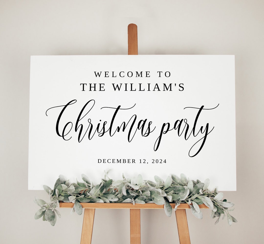 Christmas Party Welcome Sign, Holiday Party Welcome Sign Template ...