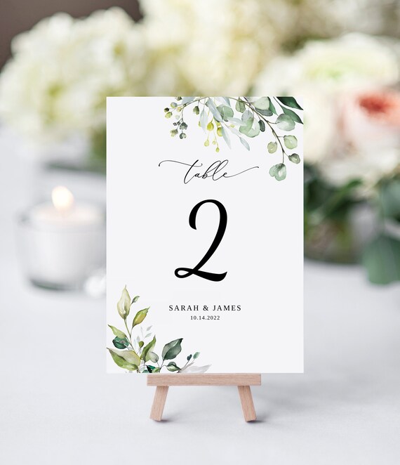 Greenery Wedding Table Numbers Table Number Template Seating | Etsy