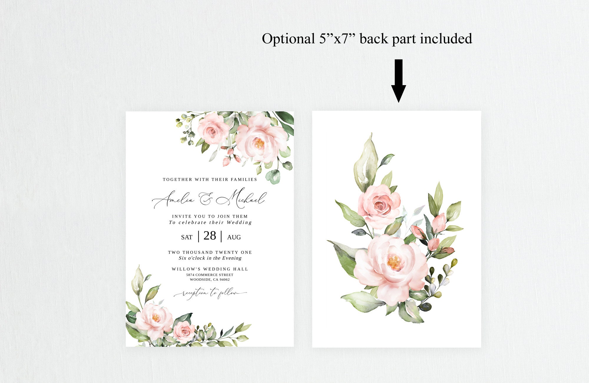 Blush Pink Wedding Invitation Suite Blush Wedding Invitation - Etsy