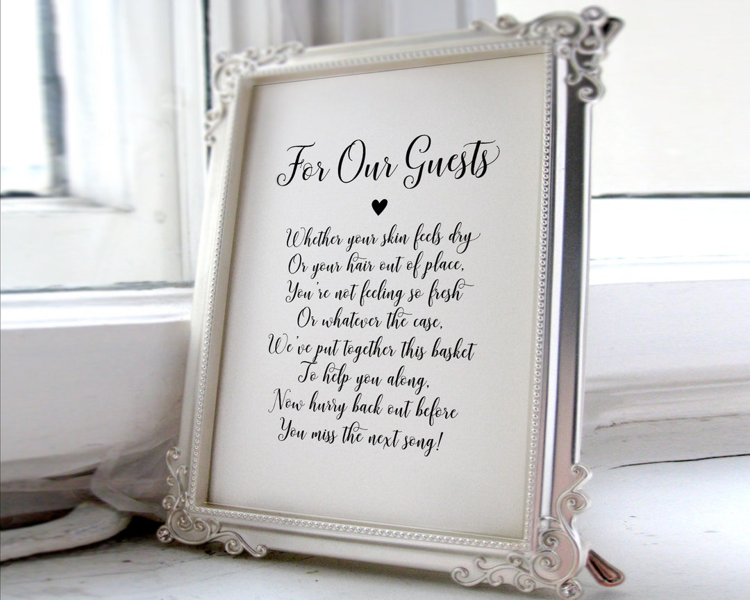 Calligraphy Wedding Bathroom Sign, Wedding Bathroom Basket Sign ...