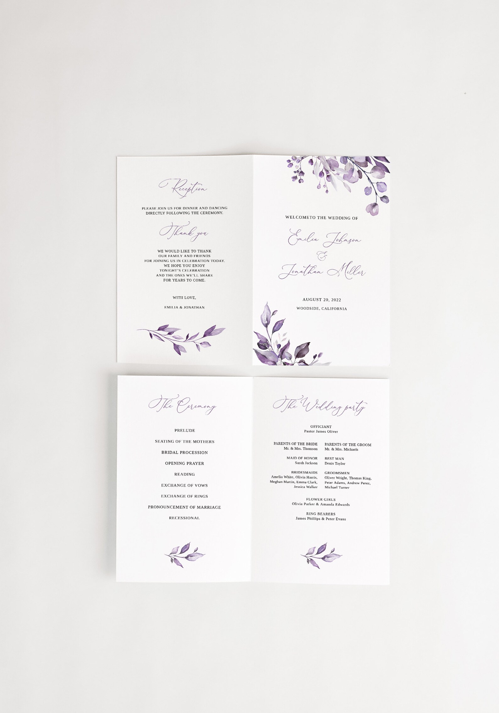 Dusty Purple Wedding Program Template Lavender Wedding - Etsy