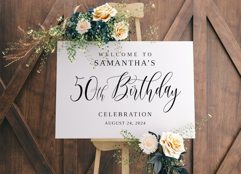 50th Birthday Welcome Sign Modern Birthday Welcome Sign - Etsy