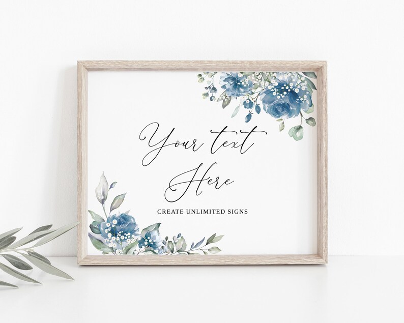 Dusty Blue and Baby's Breath Sign Template, Edit Yourself, Custom ...