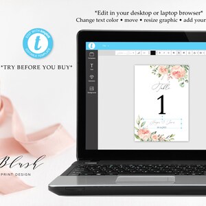 Peach Wedding Table Numbers, Peach Table Number Template, Seating Card ...