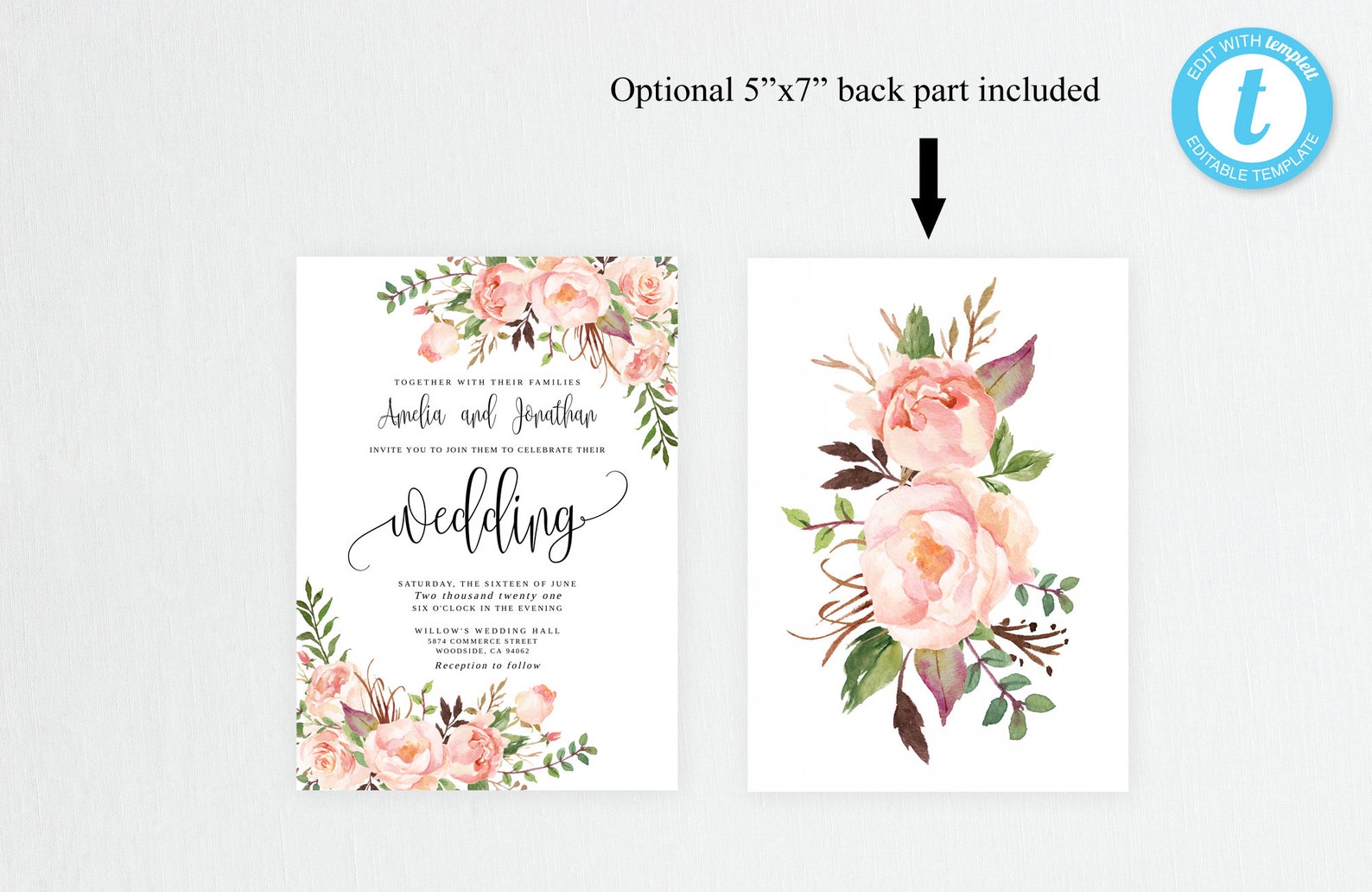Blush Pink Wedding Invitation Suite Blush Wedding Invitation - Etsy