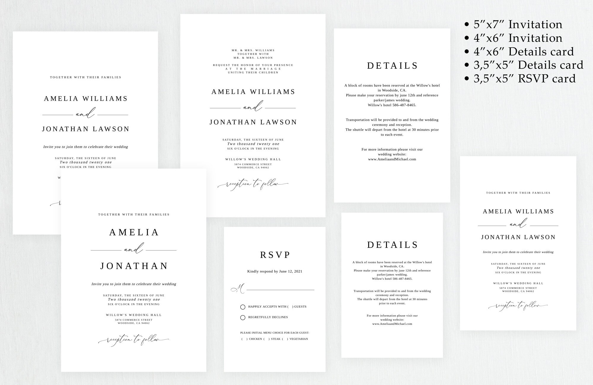 Modern Wedding Invitation Template Simple Wedding Invitation - Etsy