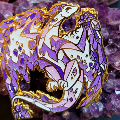 Crystal Dragon Enamel Pin - Etsy
