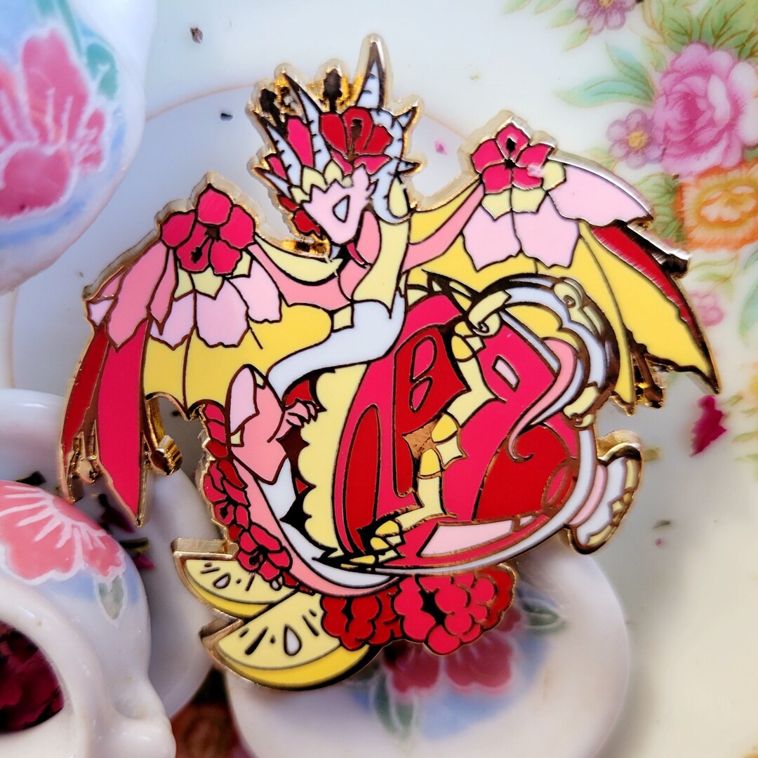 Raspberry Hibiscus Tea Dragon Enamel Pin Fruity Tea Pink Lemonade - Etsy