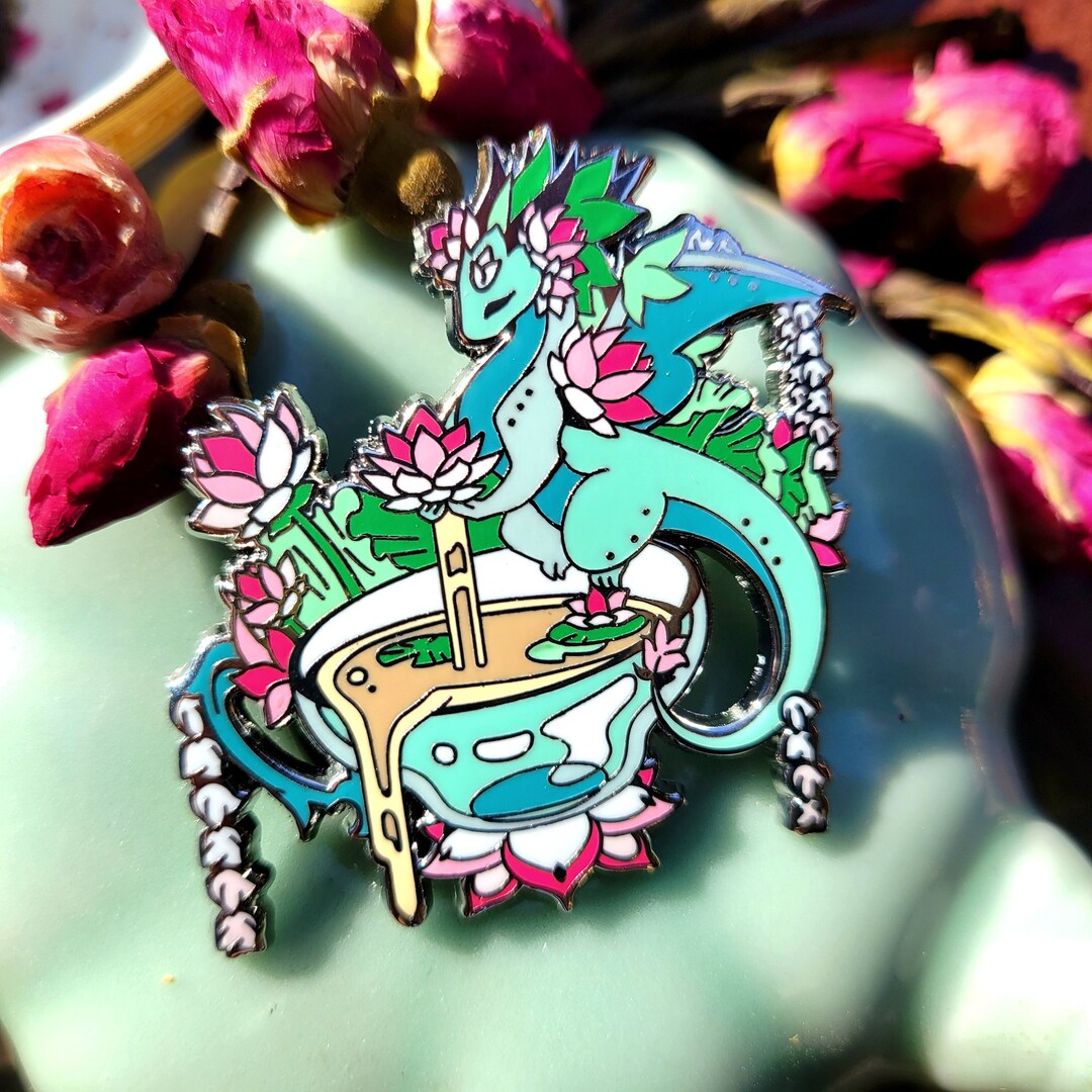 Lotus Flower Tea Dragon Enamel Pin - Etsy UK