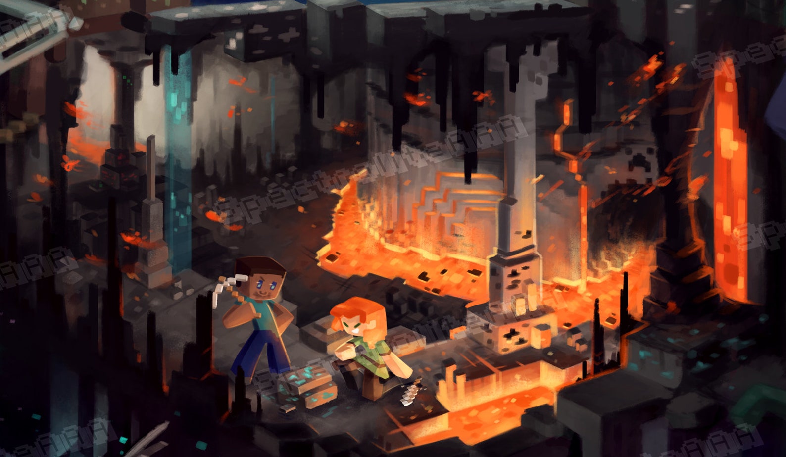 Minecraft Overworld and Underworld Poster Print Caves and Cliffs - Etsy