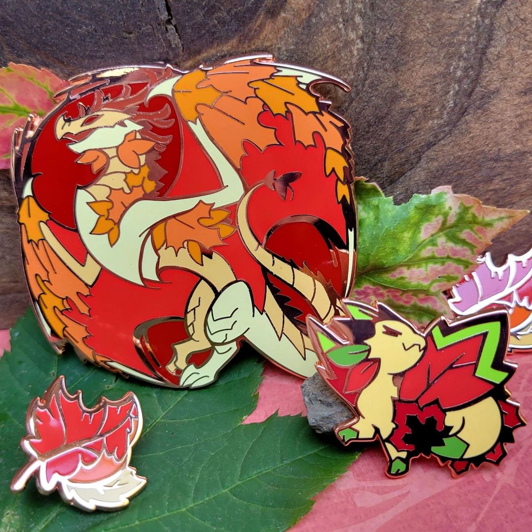 Fall Dragon Leaf Dragon Enamel Pin Autumn the Four Seasons - Etsy