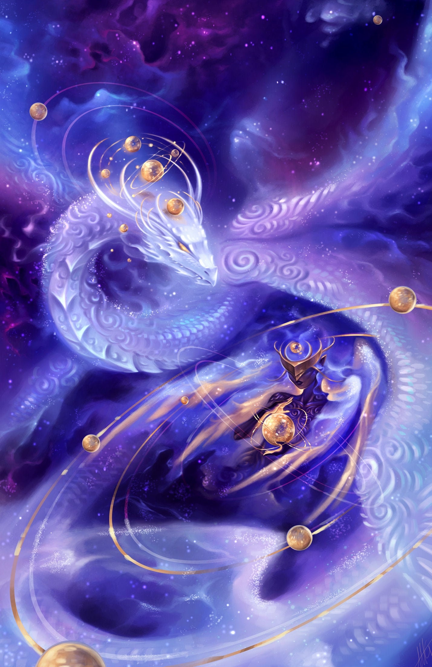 Creation Nebula Dragon and Space Goddess Original Poster - Etsy