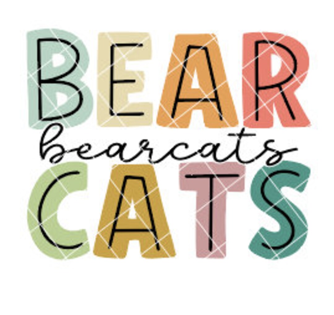 Bearcats Football - Colored Block Letters - SVG/DXF/PNG File for ...