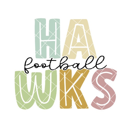 Hawks Football Colored Block Letters SVG/DXF/PNG File for Cutting ...