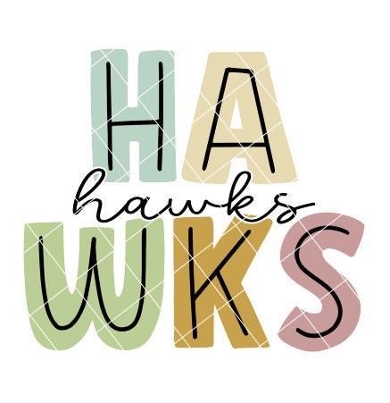 Hawks Football Colored Block Letters SVG/DXF/PNG File for Cutting ...
