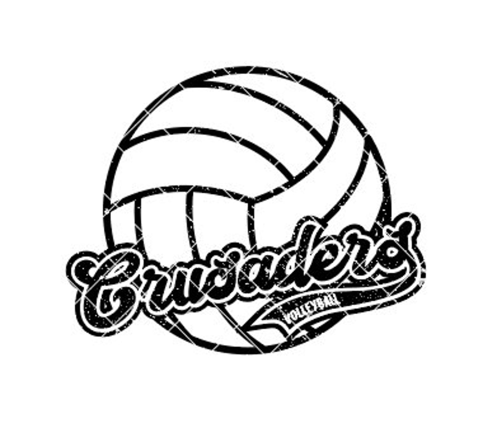 Crusaders Volleyball Retro Script Regular and Distressed - SVG/DXF/PNG ...