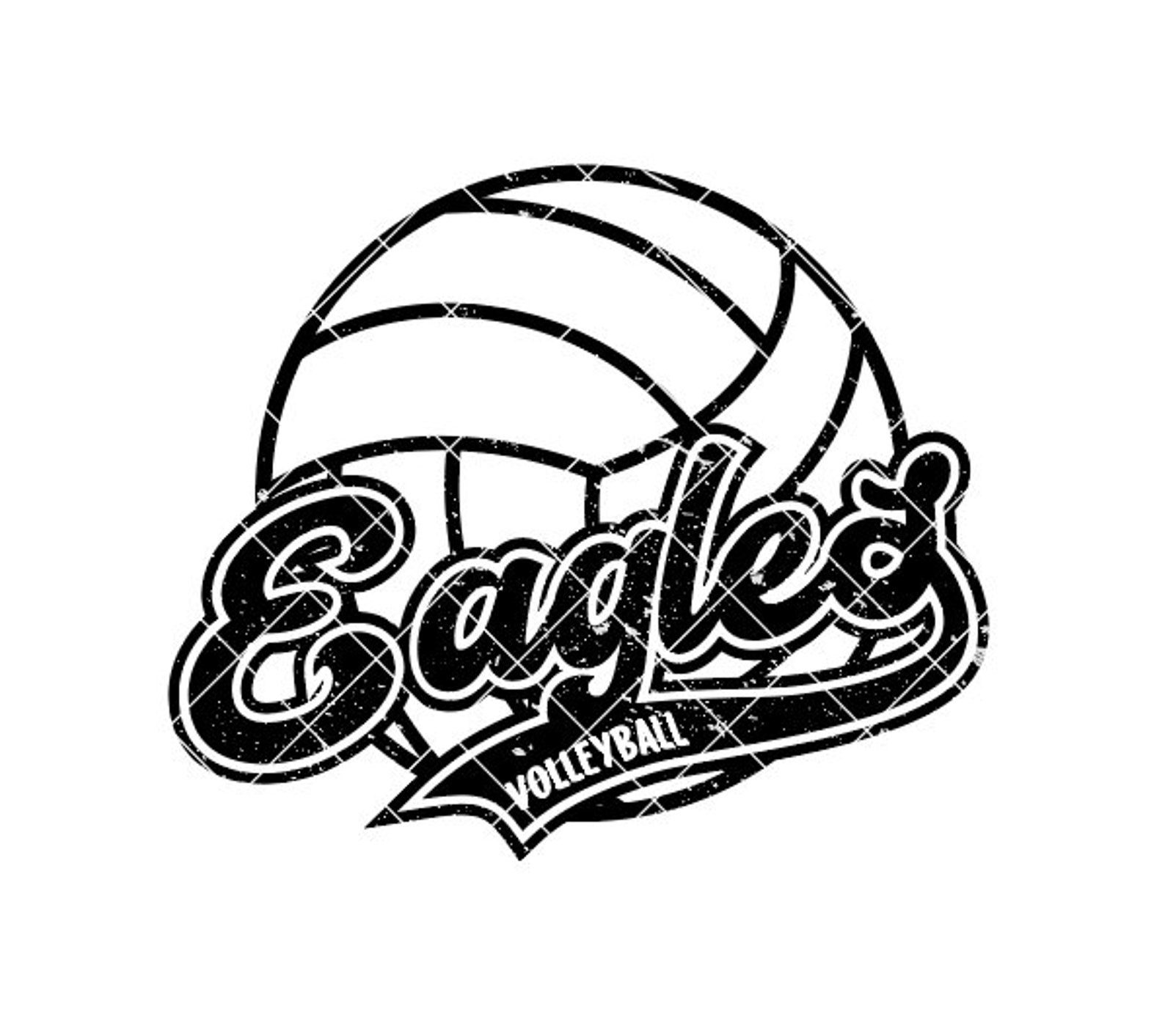 Eagles Volleyball Retro Script Regular and Distressed - SVG/DXF/PNG ...
