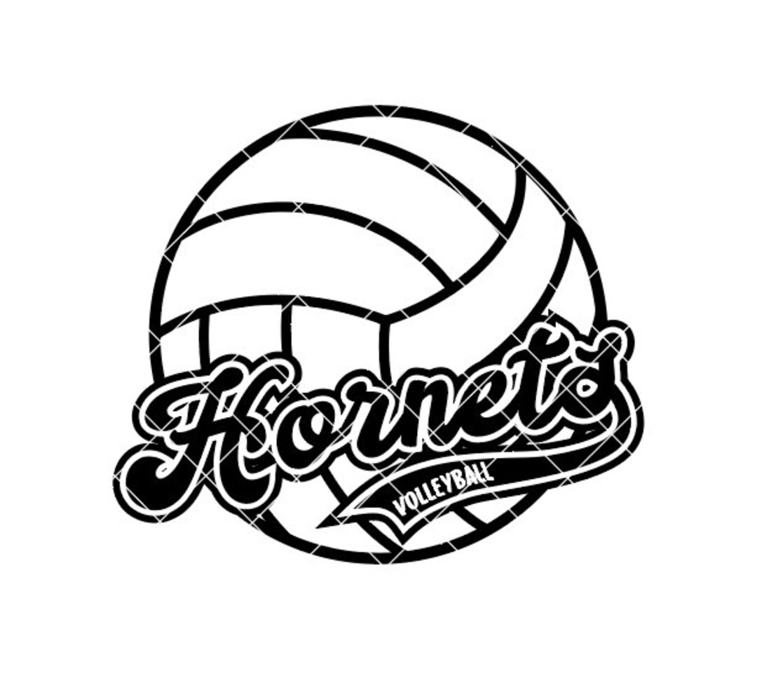 Hornets Volleyball Retro Script Regular and Distressed - SVG/DXF/PNG ...