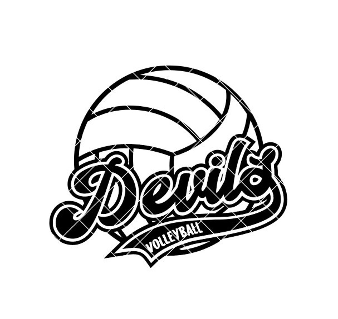 Devils Volleyball Retro Script Regular and Distressed - SVG/DXF/PNG ...