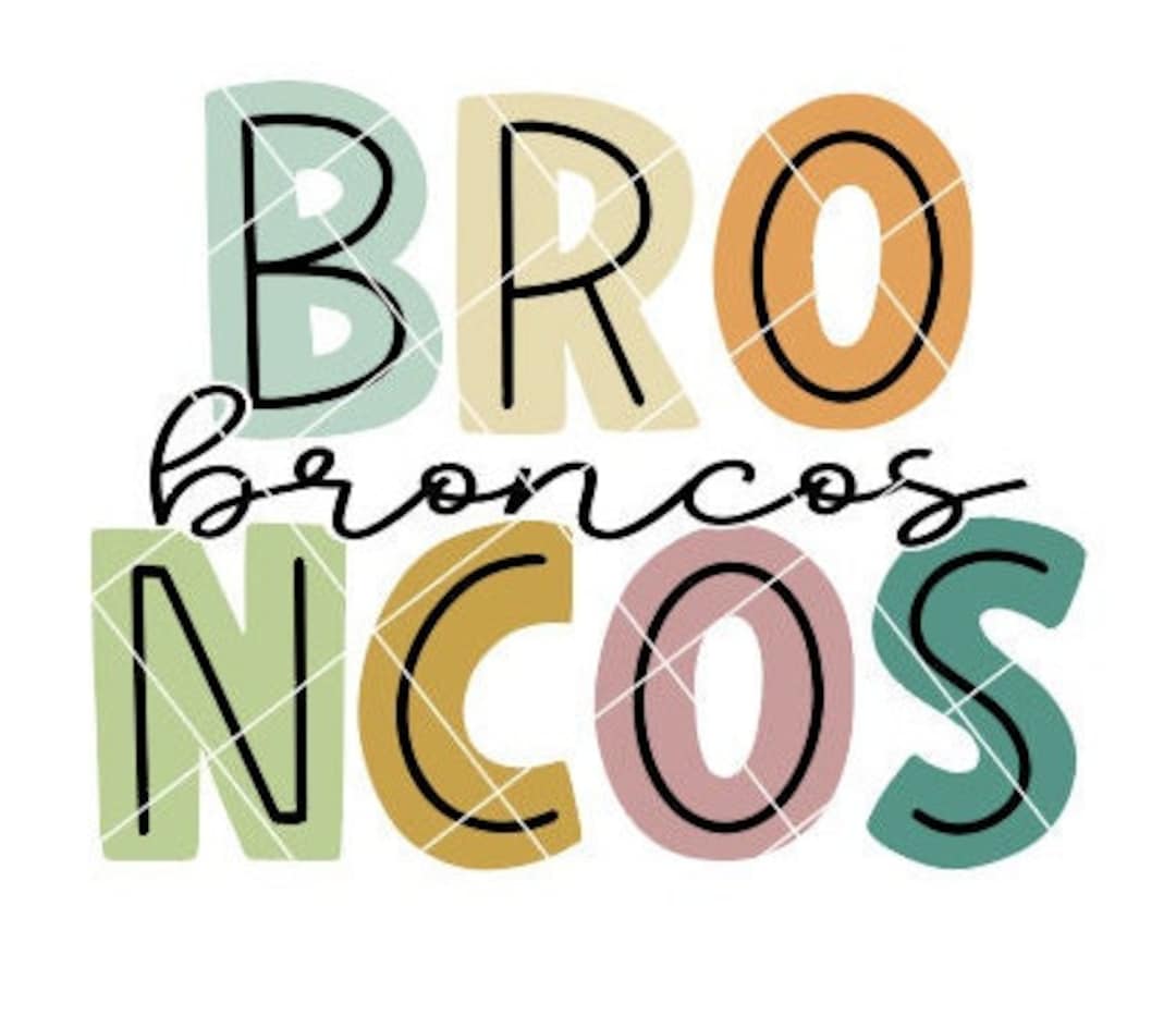Broncos Football - Colored Block Letters - SVG/DXF/PNG File for Cutting ...