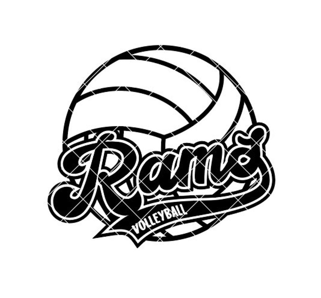 Rams Volleyball Retro Script Regular and Distressed - SVG/DXF/PNG File ...