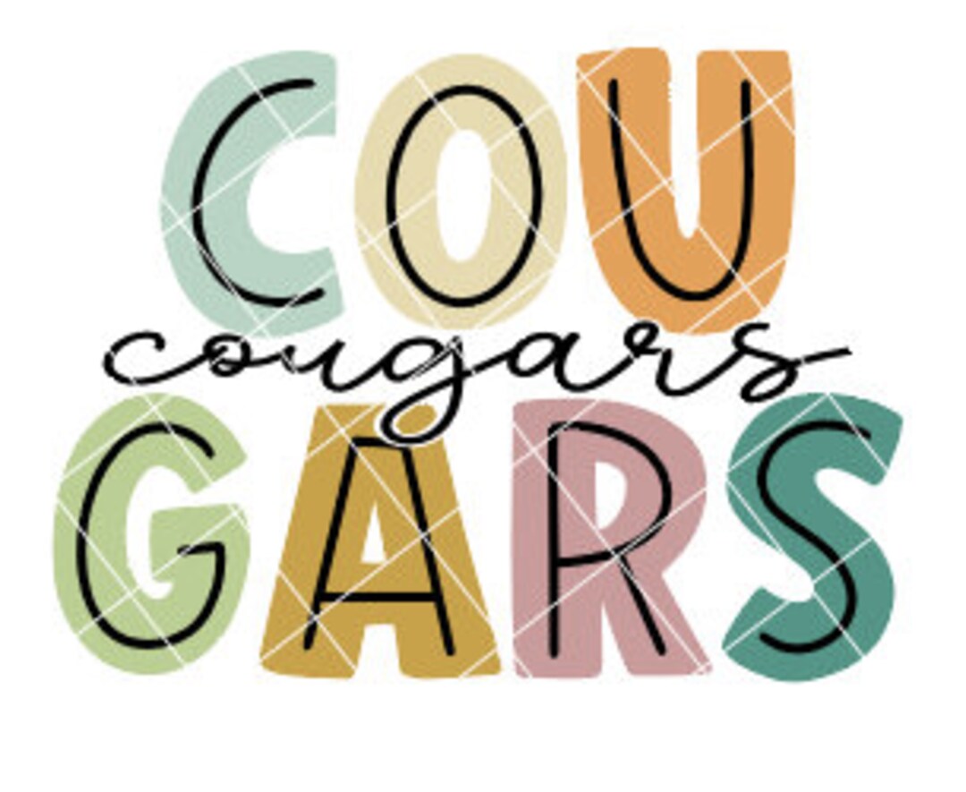 Cougars Football - Colored Block Letters - SVG/DXF/PNG File for Cutting ...