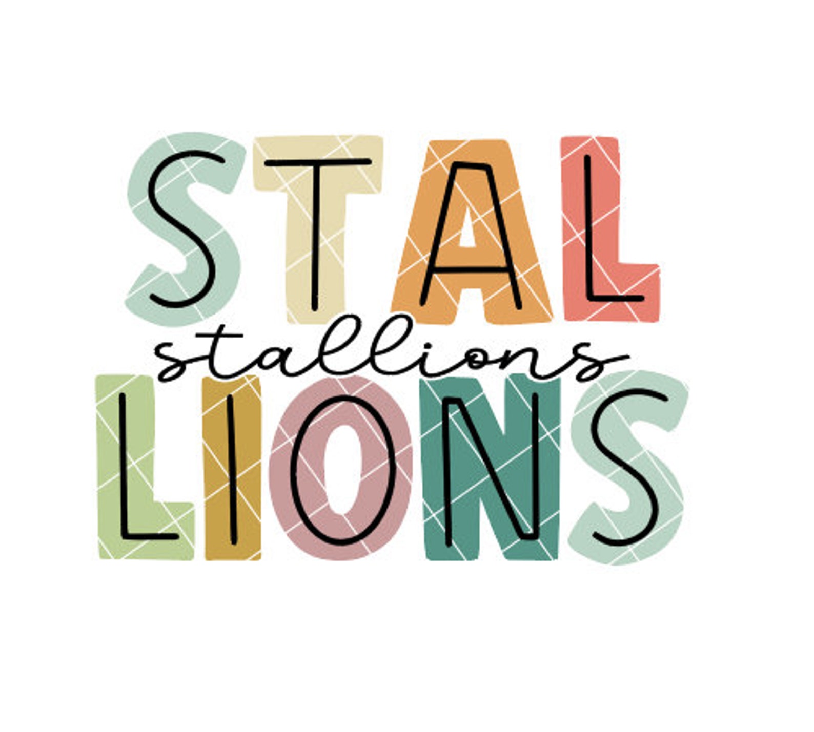 Stallions Football - Colored Block Letters - SVG/DXF/PNG File for ...