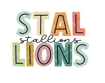 Stallions Football Colored Block Letters SVG/DXF/PNG File - Etsy