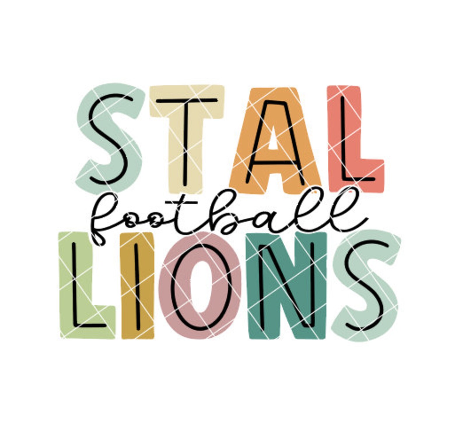Stallions Football - Colored Block Letters - SVG/DXF/PNG File for ...