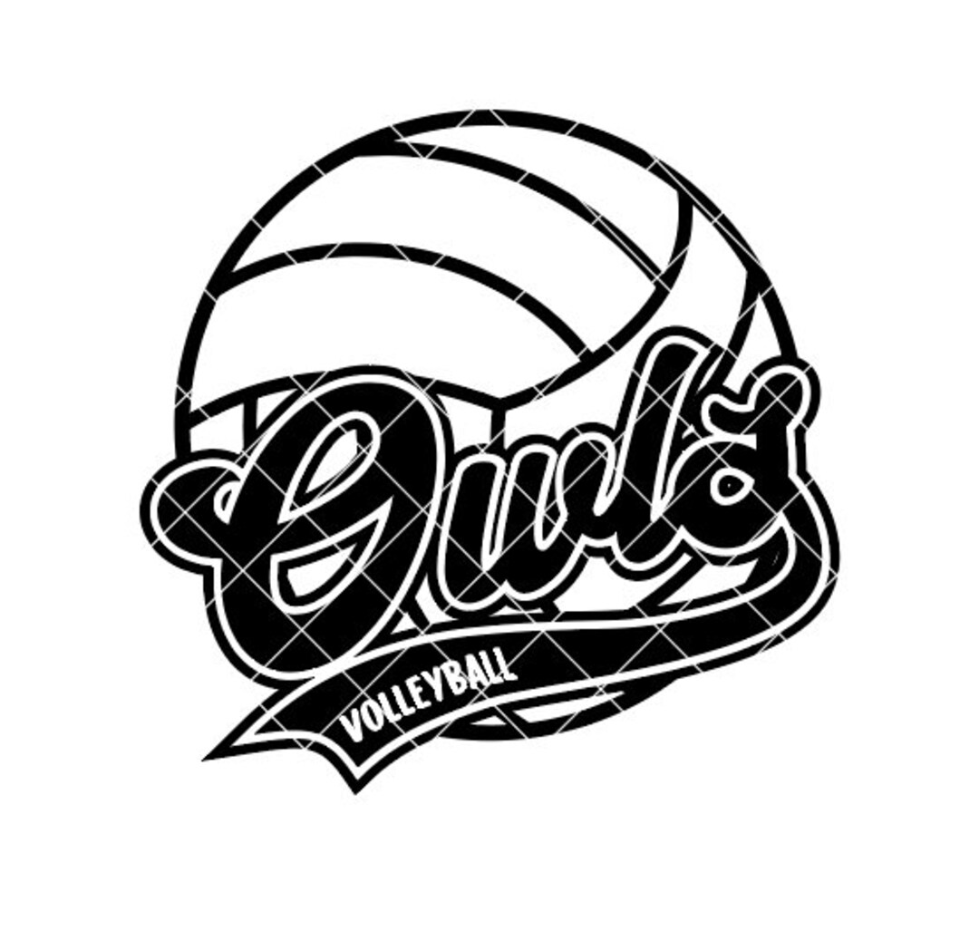 Owls Volleyball Retro Script Regular and Distressed - SVG/DXF/PNG File ...
