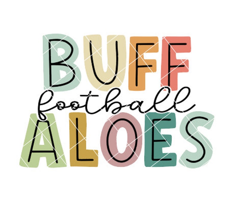 Buffaloes Football - Colored Block Letters - SVG/DXF/PNG File for ...