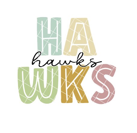 Hawks Football Colored Block Letters SVG/DXF/PNG File for Cutting ...