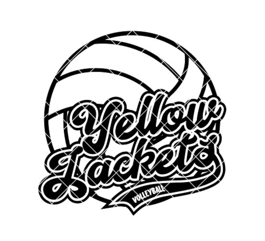 Yellow Jackets Volleyball Retro Script Regular and Distressed - SVG/DXF ...