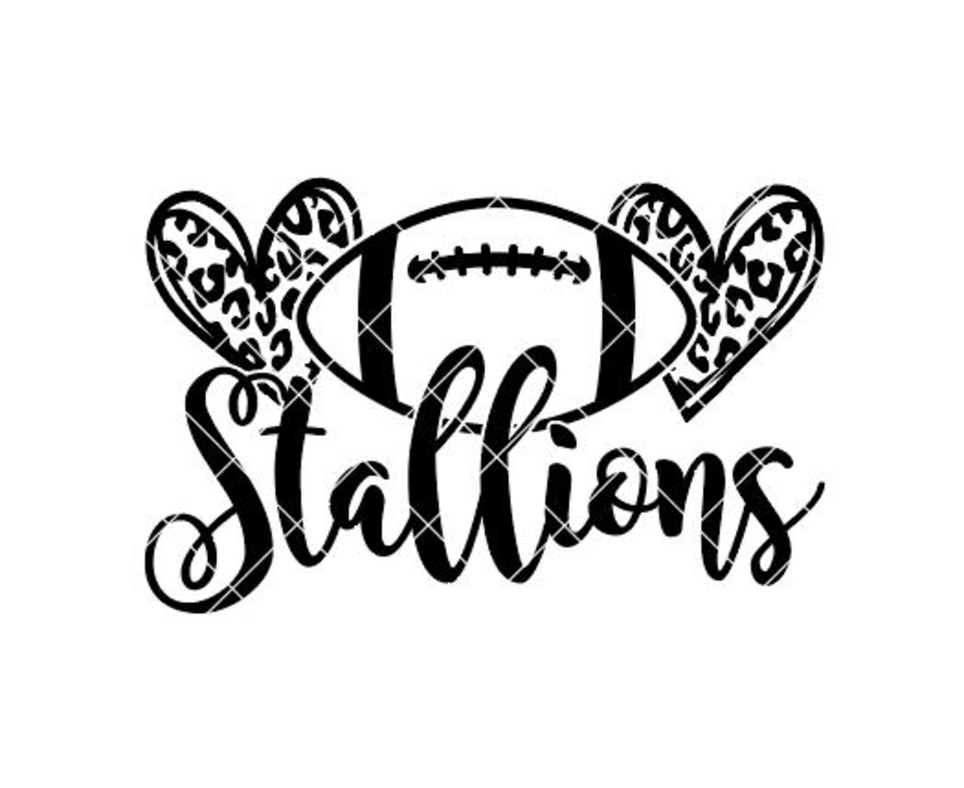 Stallions Football - Hearts With Leopard Print - SVG/DXF/PNG File for ...