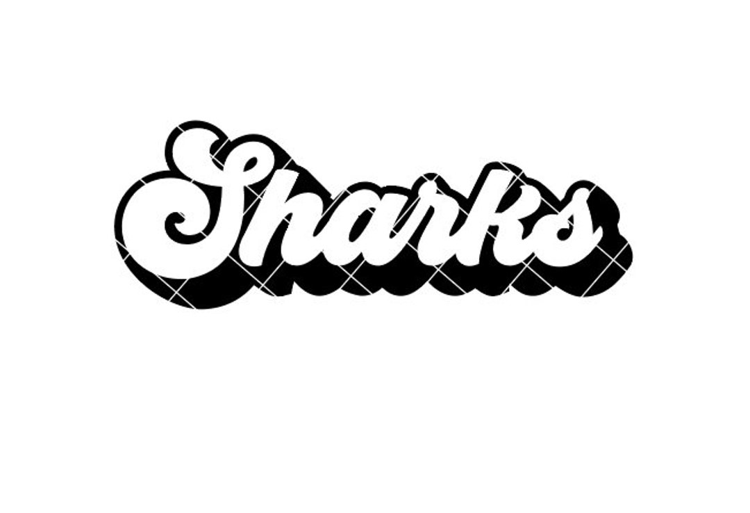 Sharks Retro Script Regular and Distressed - SVG/DXF/PNG File for ...