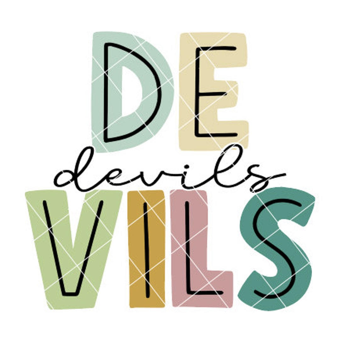 Devils Football - Colored Block Letters - SVG/DXF/PNG File for Cutting ...