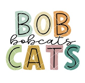 Bobcats Football Colored Block Letters SVG/DXF/PNG File for Cutting ...