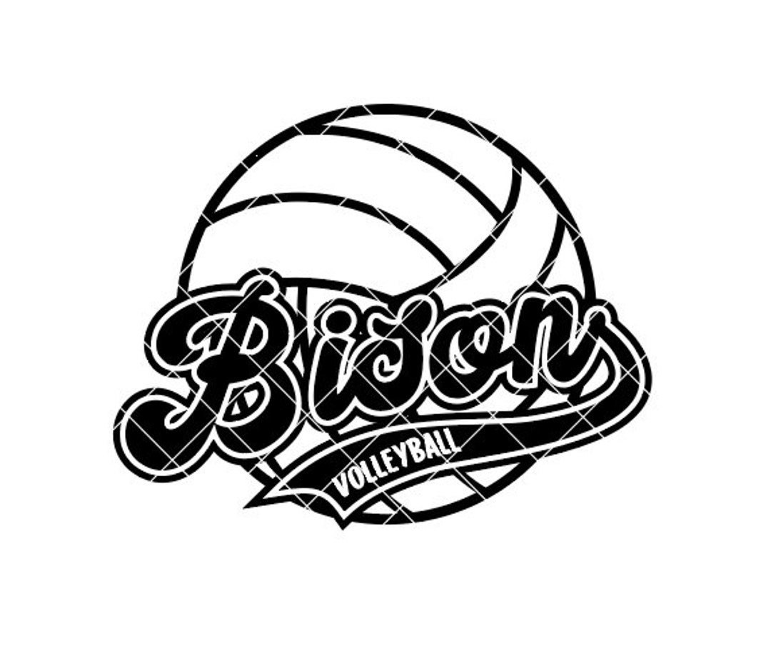 Bison Volleyball Retro Script Regular and Distressed - SVG/DXF/PNG File ...