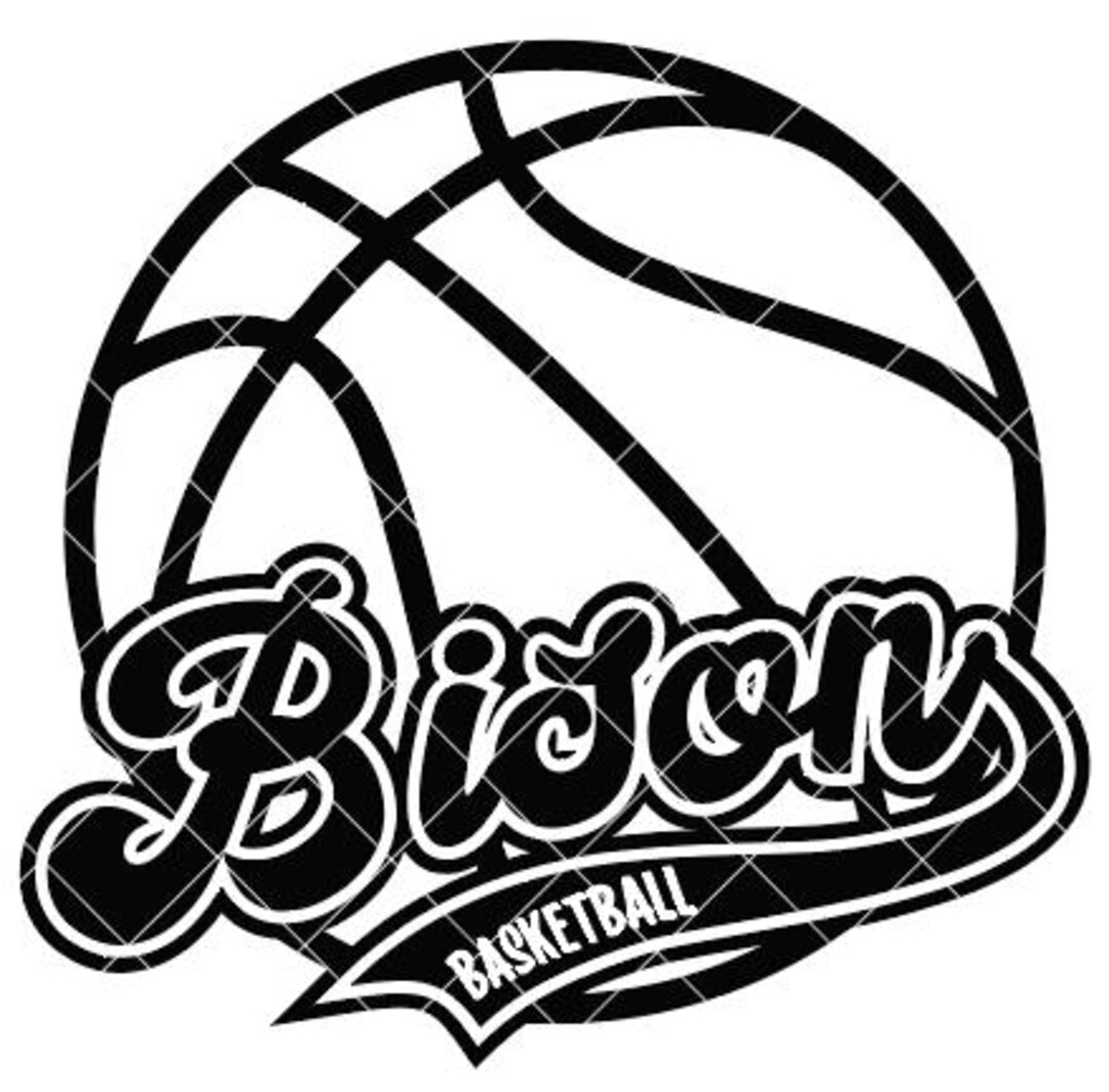 Bison Basketball Retro Script Regular and Distressed - SVG/DXF/PNG File ...